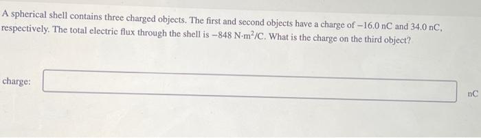 Solved A spherical shell contains three charged objects. The | Chegg.com