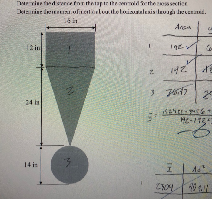 Solved Determine the distance from the top to the centroid | Chegg.com