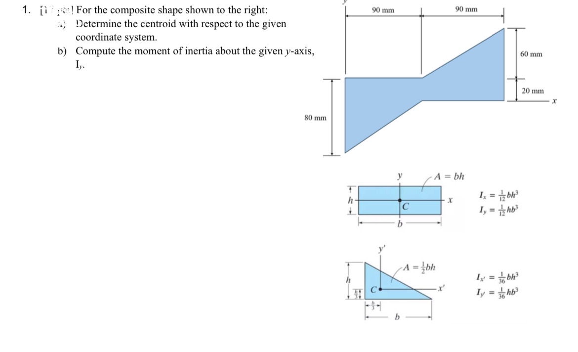 Solved For the composite shape shown to the right:a) | Chegg.com