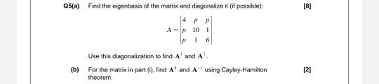 Solved Q5(a) [8] Find the eigenbasis of the matrix and | Chegg.com