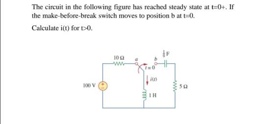 Solved The circuit in the following figure has reached | Chegg.com