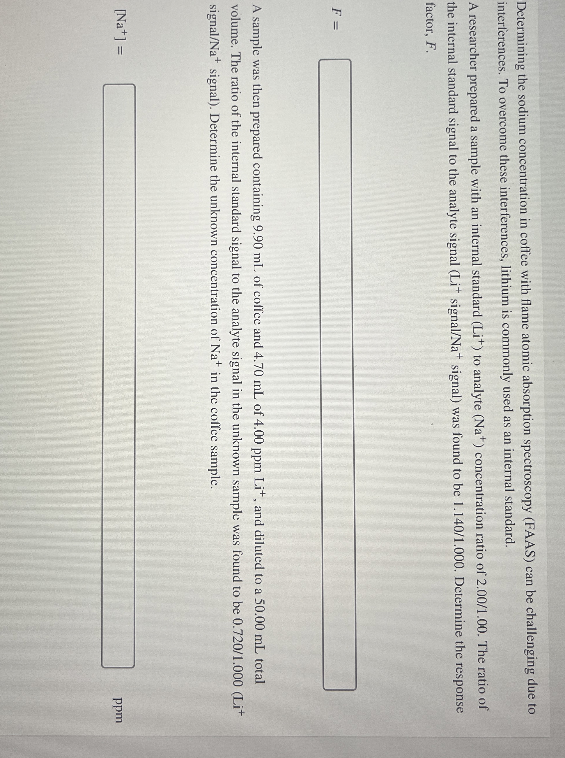 Solved Determining the sodium concentration in coffee with | Chegg.com