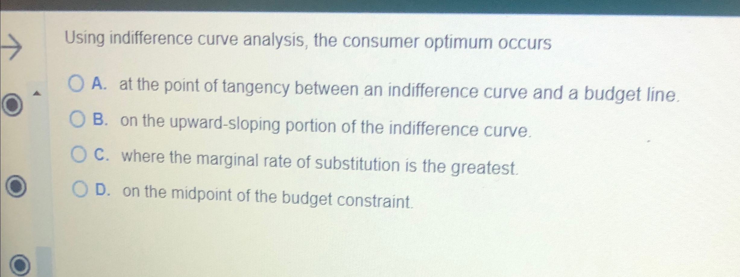 Solved Using indifference curve analysis, the consumer | Chegg.com