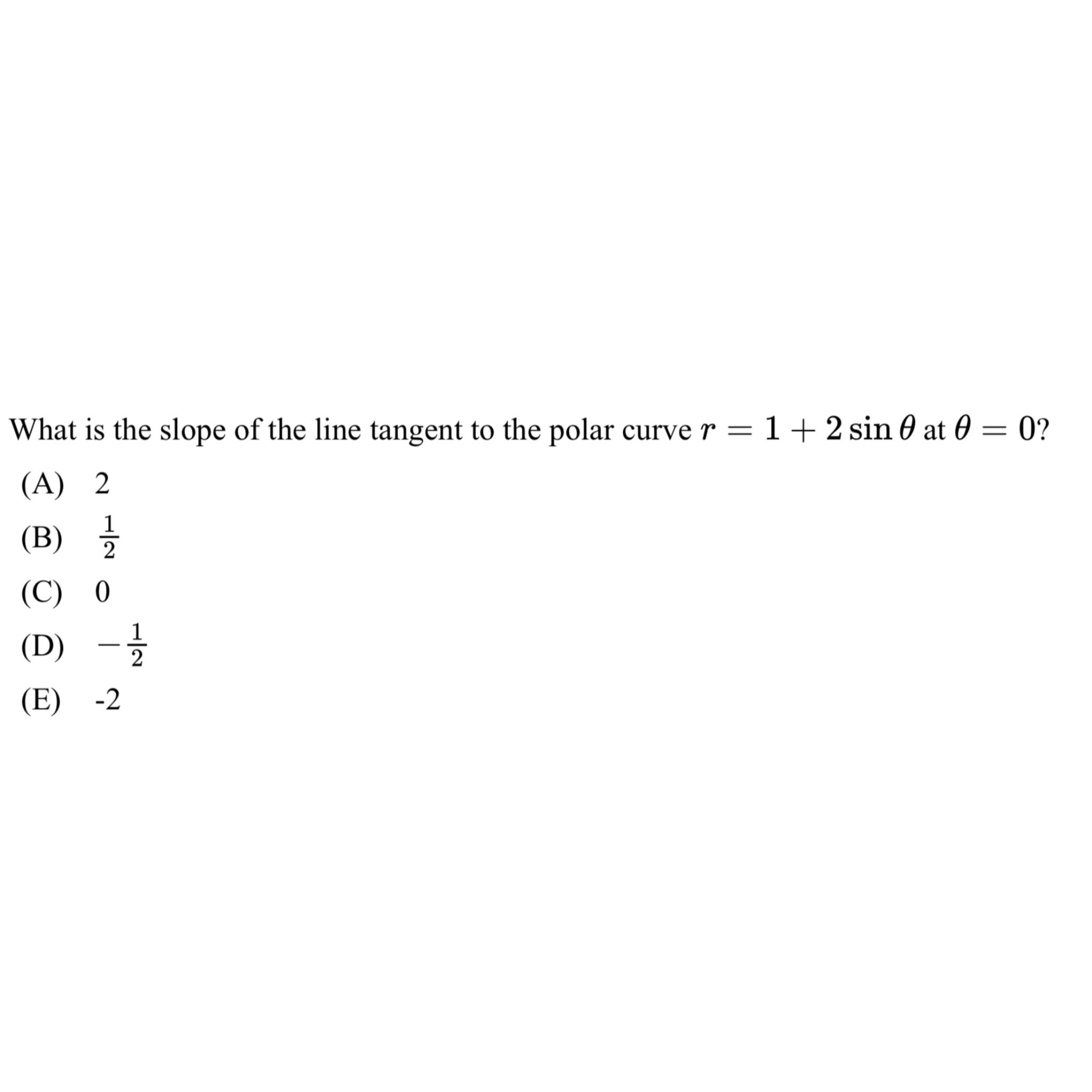 Solved What is the slope of the line tangent to the polar | Chegg.com