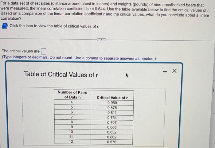 Solved For a data set of chest sizes (distance around chest | Chegg.com