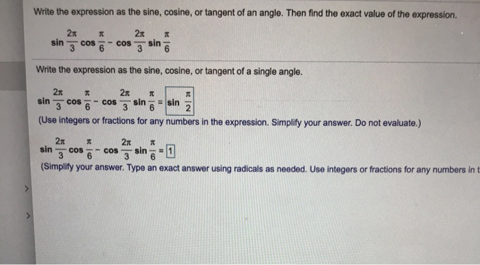 Solved Write the expression as the sine, cosine, or tangent | Chegg.com