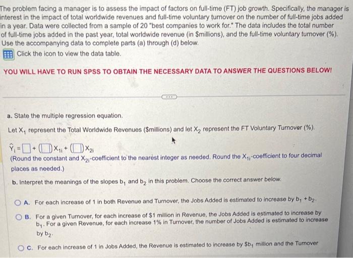 Solved Data of Best Companies to Work ForThe problem facing | Chegg.com