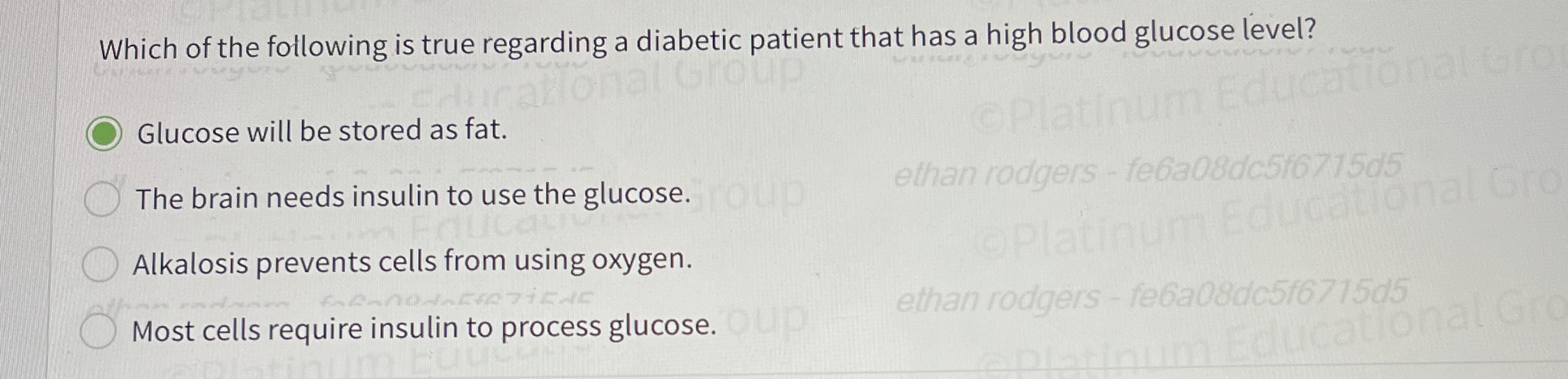Solved Which of the following is true regarding a diabetic | Chegg.com