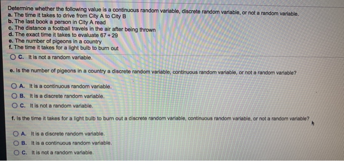Solved Determine Whether The Following Value Is A Continuous