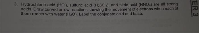 Solved 3. Hydrochloric acid (HCl), sulfuric acid (H2SO4), | Chegg.com
