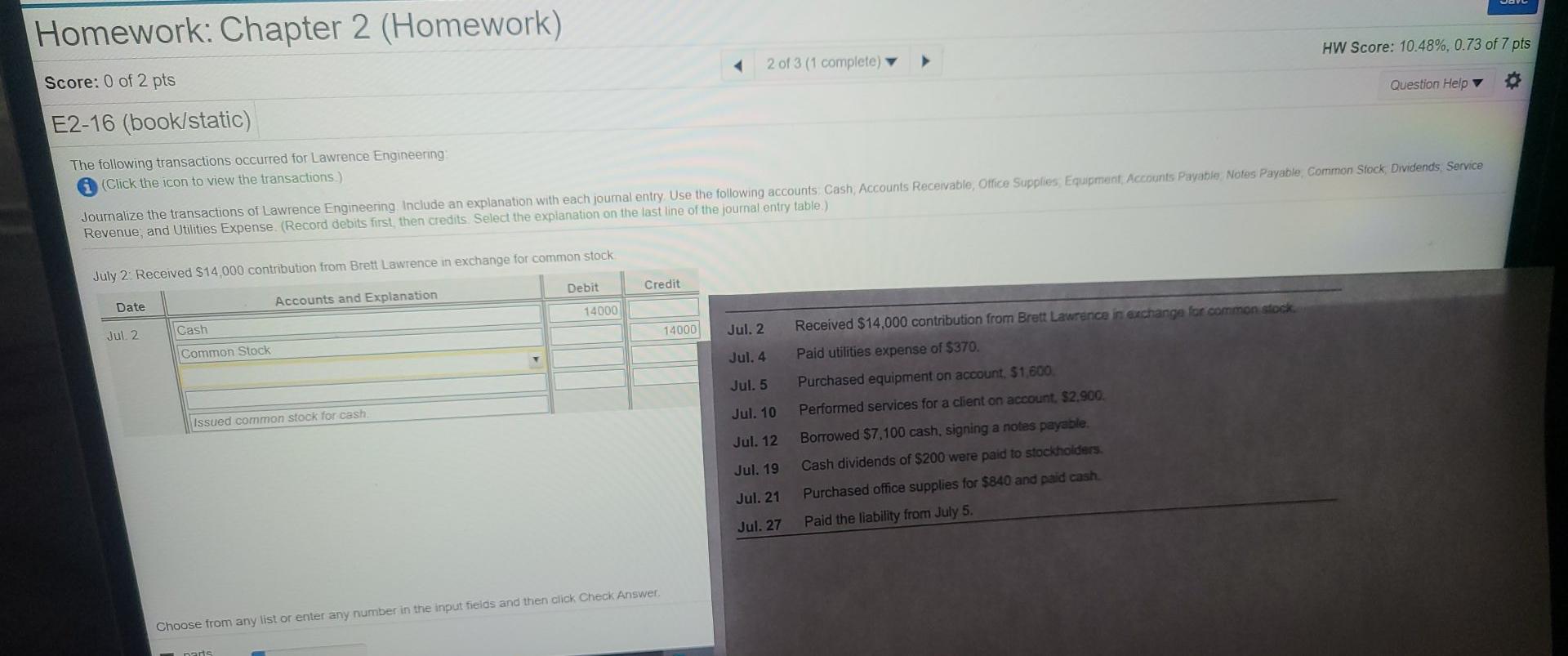 Solved Homework: Chapter 2 (Homework) HW Score: 10.48%, 0.73 | Chegg.com
