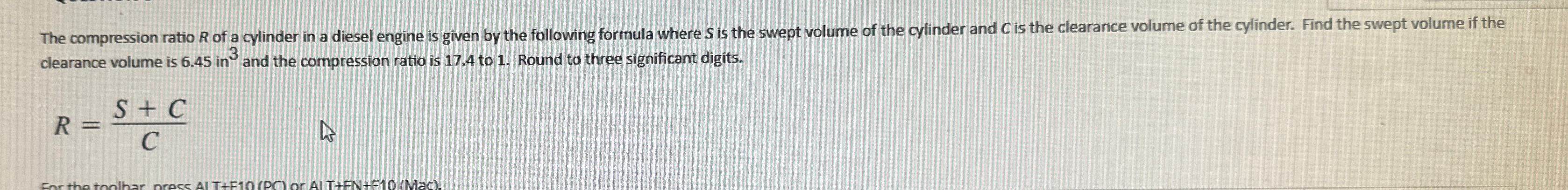 Solved The compression ratio R ﻿of a cylinder in a diesel | Chegg.com