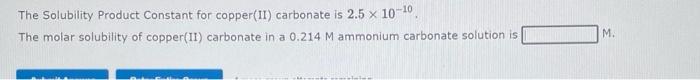 Solved The Solubility Product Constant for copper(II) | Chegg.com