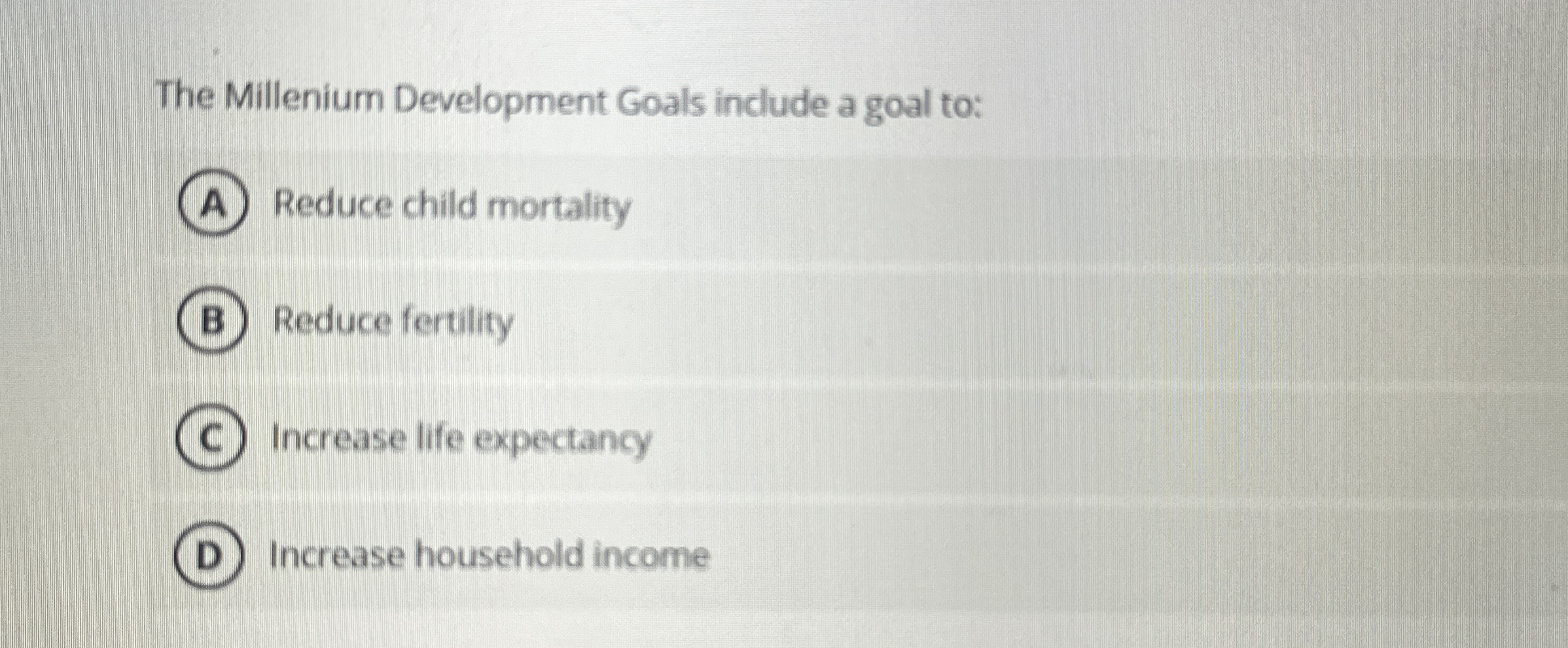 Solved The Millenium Development Goals include a goal | Chegg.com
