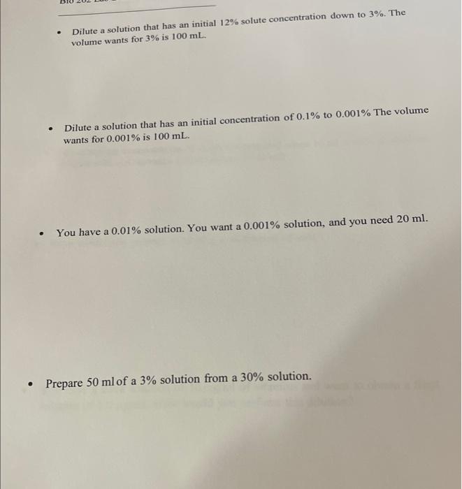 Solved - Dilute a solution that has an initial 12% solute | Chegg.com