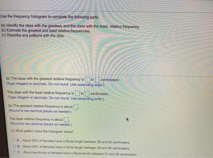 Solved Use the frequency ogram to complete the following (a) | Chegg.com
