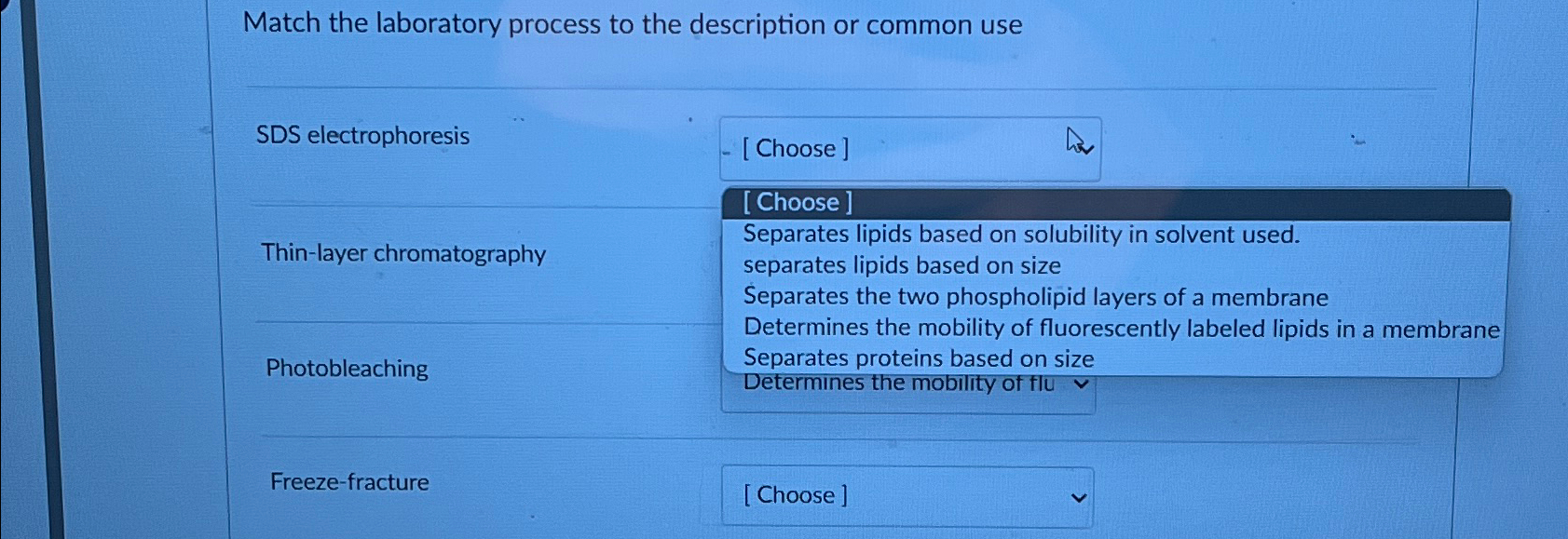 Solved Match the laboratory process to the description or | Chegg.com