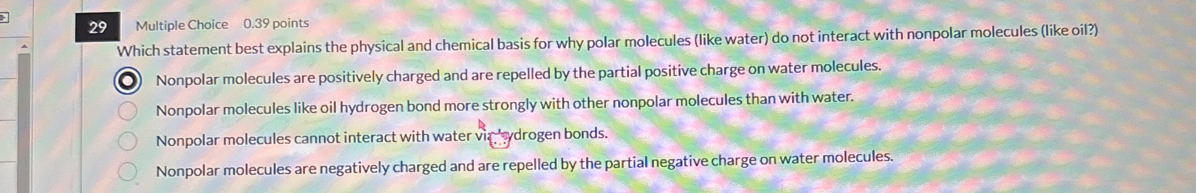 Solved 29Multiple Choice 0.39 ﻿pointsWhich statement best | Chegg.com