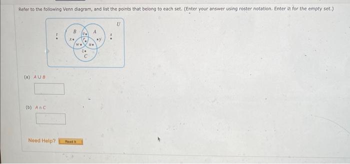 Solved Refer to the following Venn diagram, and list the | Chegg.com