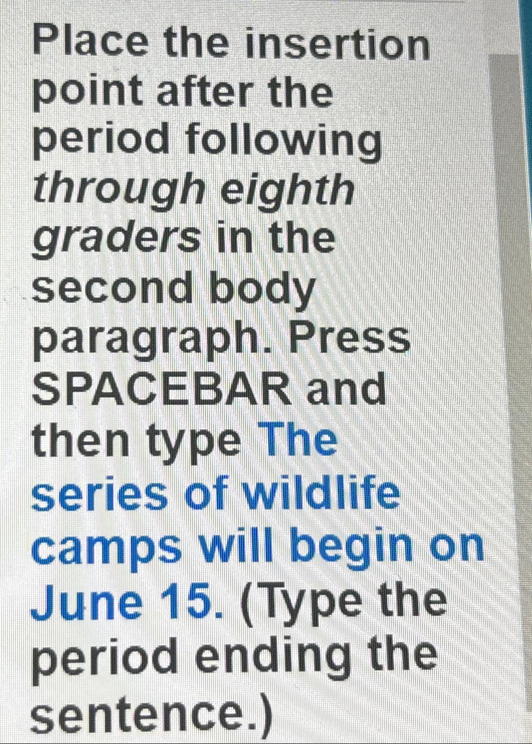 Solved Place the insertion point after the period following | Chegg.com