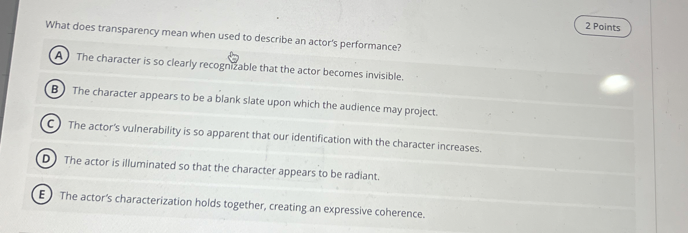 Solved 2 ﻿PointsWhat does transparency mean when used to | Chegg.com