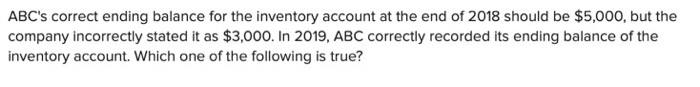 Solved ABC's correct ending balance for the inventory | Chegg.com