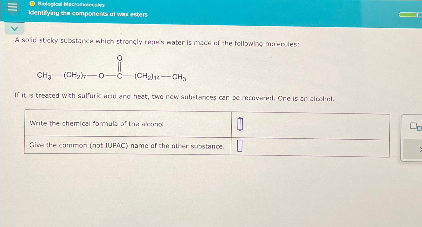 Biological MacromoleculesIdentifying the components | Chegg.com