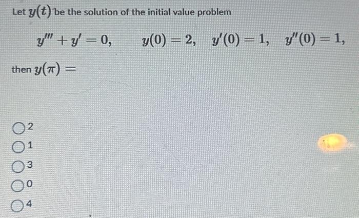 Solved Let y(t) be the solution of the initial value problem | Chegg.com