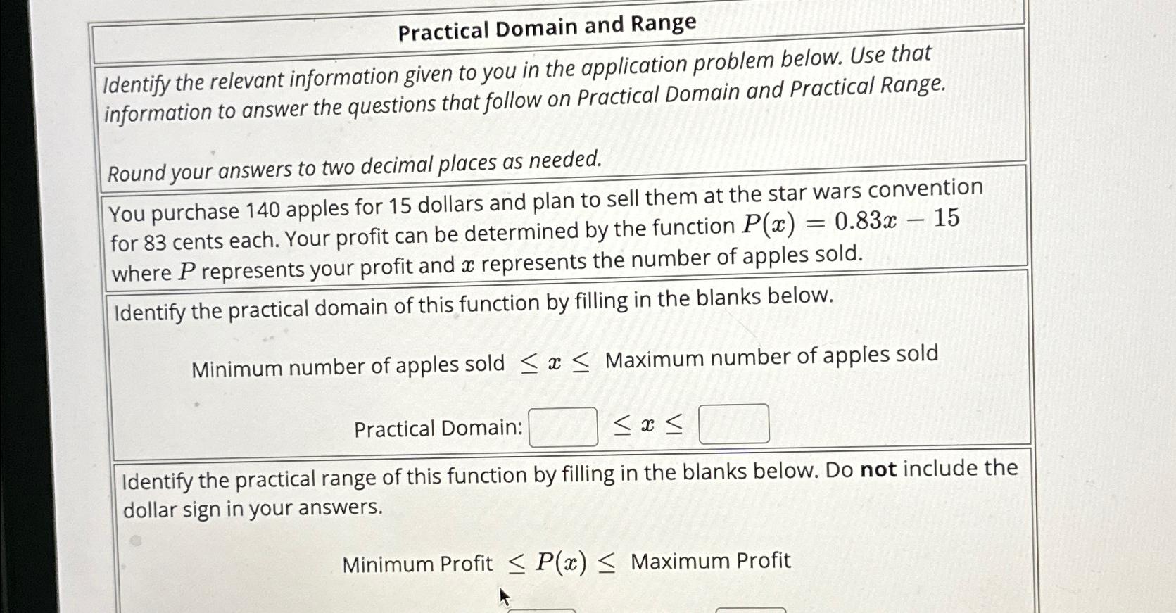 Solved Practical Domain and RangeIdentify the relevant | Chegg.com