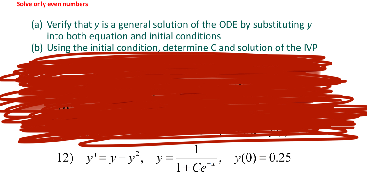 Solved Solve only even numbers(a) ﻿Verify that y ﻿is a | Chegg.com