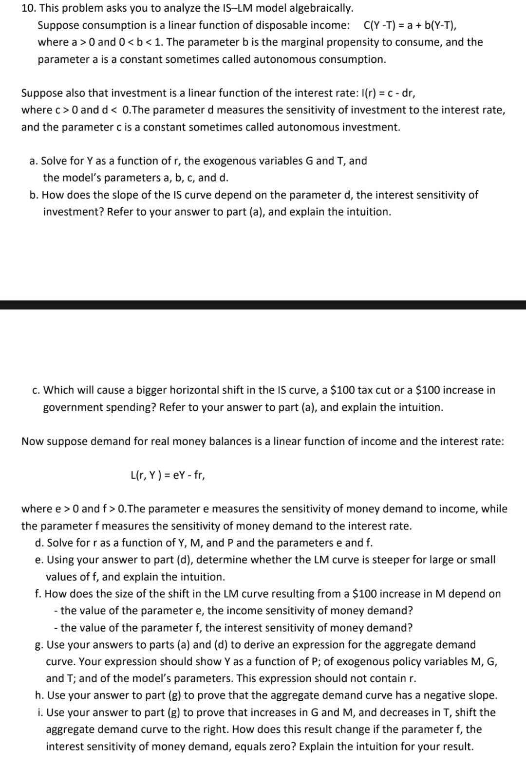 Solved This problem asks you to analyze the IS-LM model | Chegg.com