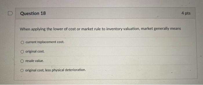 Solved When applying the lower of cost or market rule to | Chegg.com