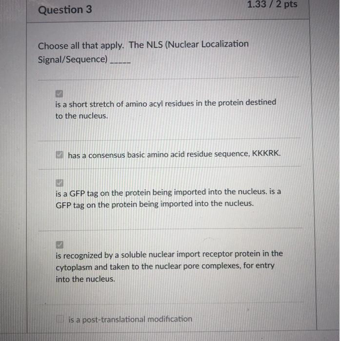Solved 1.33/ 2 pts Question 3 Choose all that apply. The NLS | Chegg.com