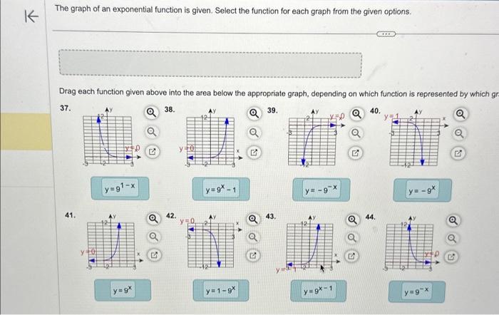 Solved K The graph of an exponential function is given. | Chegg.com