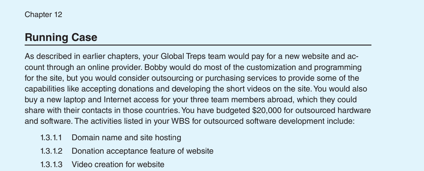 Solved Chapter 12 Running Case As described in earlier | Chegg.com