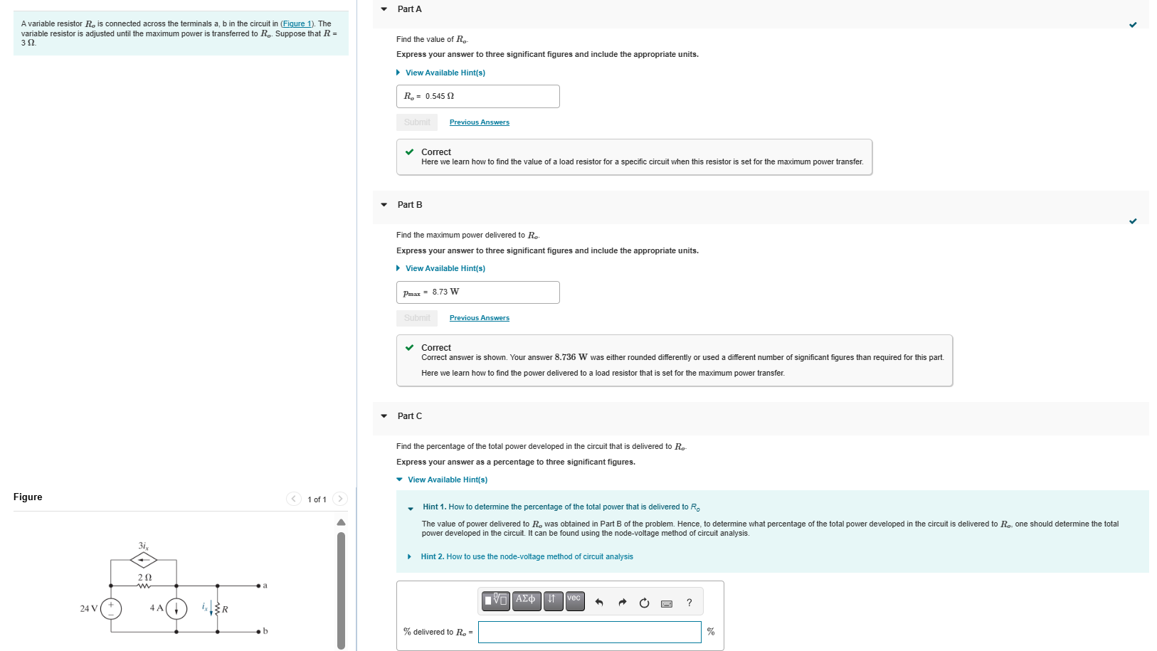 Solved A variable resistor \( ﻿R_{o} \) ﻿is connected across | Chegg.com