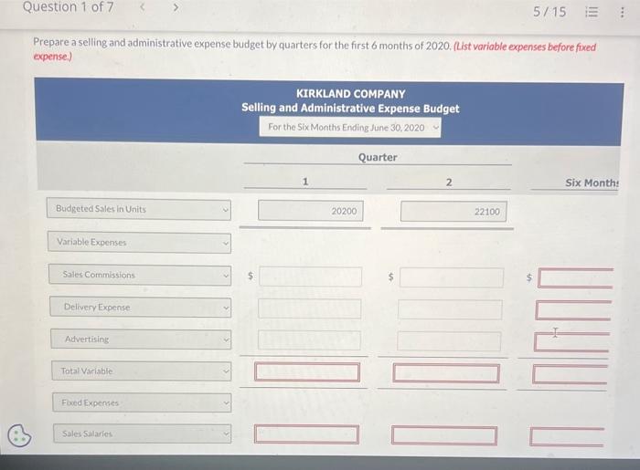 Solved Kirkland Company combines its operating expenses for | Chegg.com