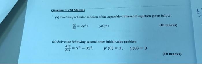 Solved (a) Find the particular solution of the separable | Chegg.com