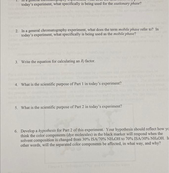 today's experiment, what specifically is being used | Chegg.com