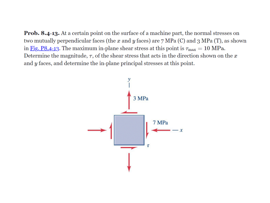 Solved Prob. 8.4-13. ﻿At a certain point on the surface of a | Chegg.com