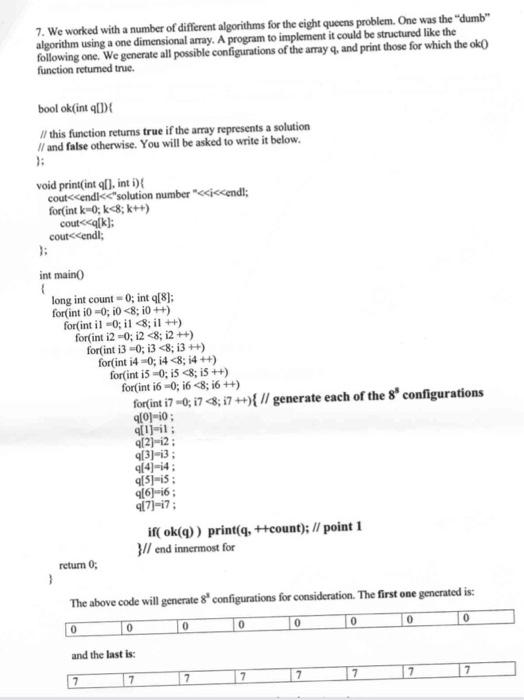 Solved 7. We worked with a number of different algorithms | Chegg.com