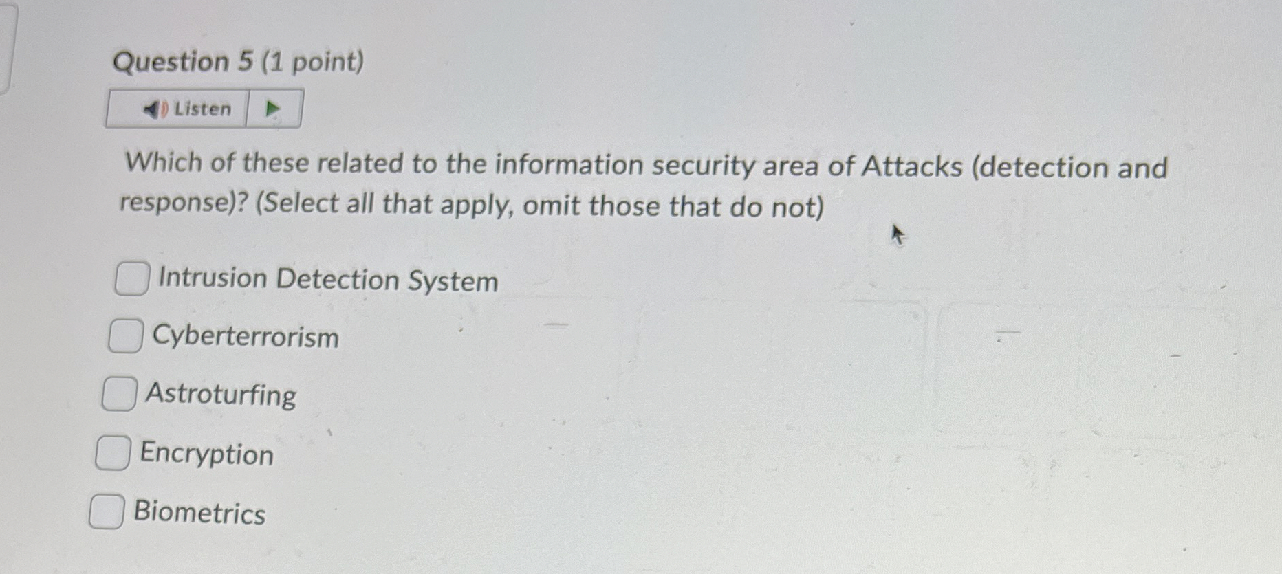 Solved Question 5 (1 ﻿point)ListenWhich of these related to | Chegg.com
