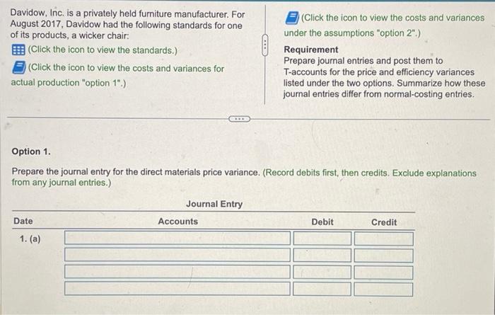 Solved Option 1. Prepare the journal entry for the direct | Chegg.com