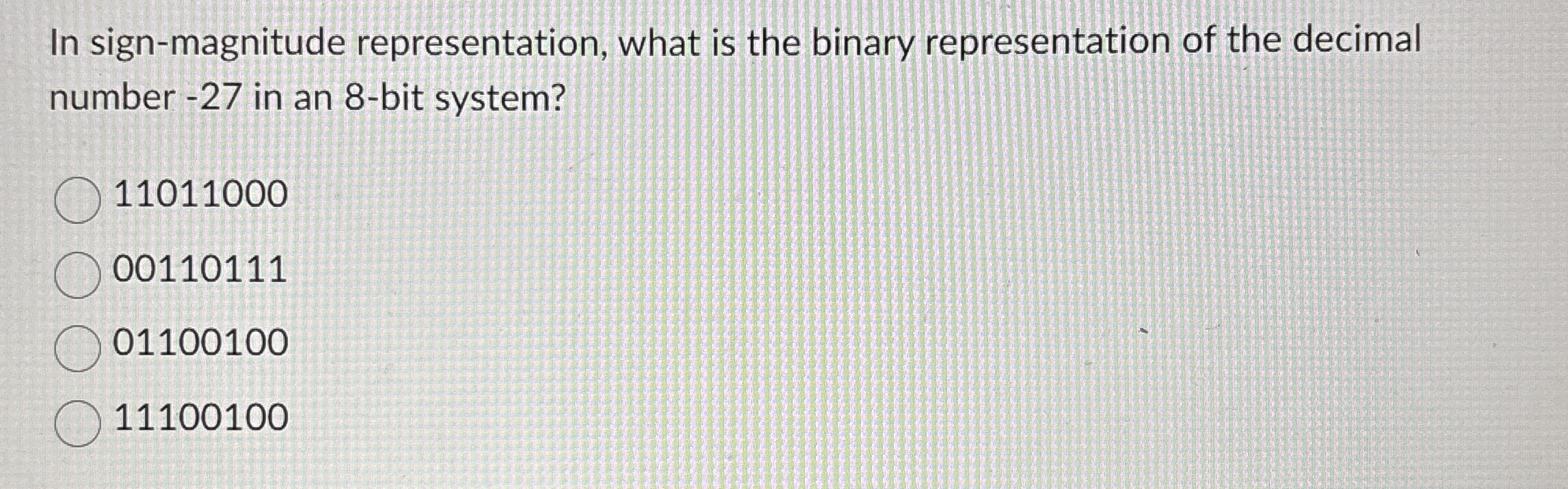 Solved In sign-magnitude representation, what is the binary | Chegg.com