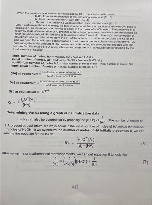 Solved Data Sheet unknown number Molarity unknown acid_1 M | Chegg.com