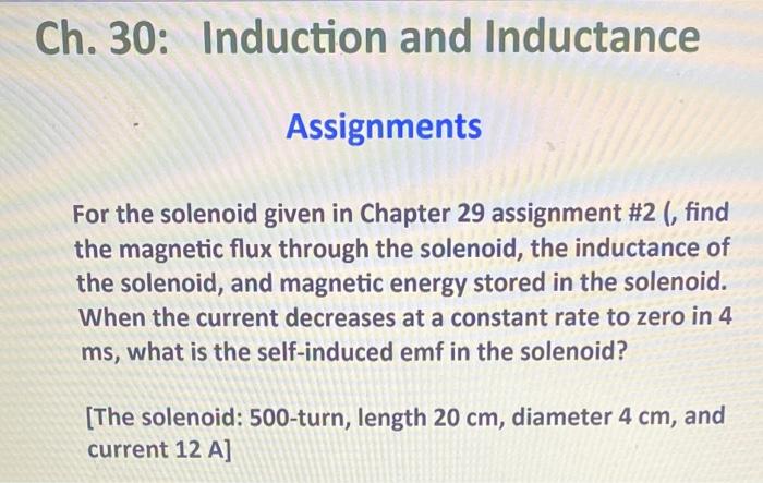 Solved Ch. 30: Induction and Inductance Assignments For the | Chegg.com