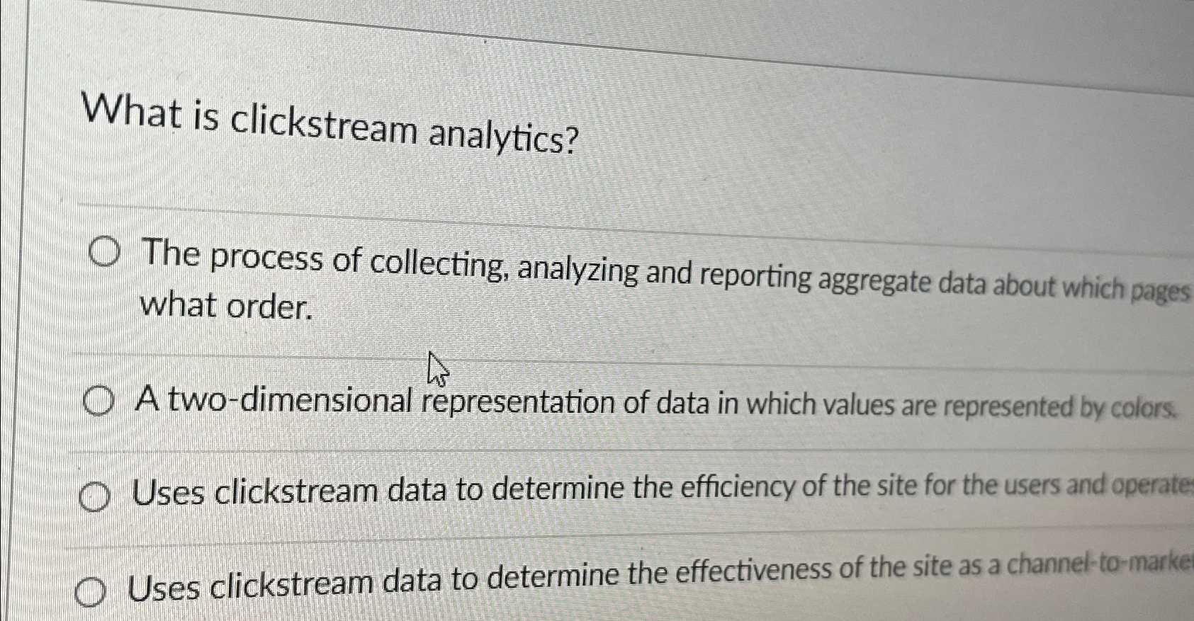 Solved What is clickstream analytics?The process of | Chegg.com