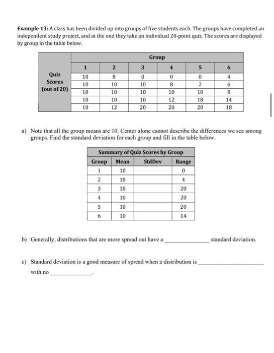 Solved Example 13: A class has been divided up into groups | Chegg.com