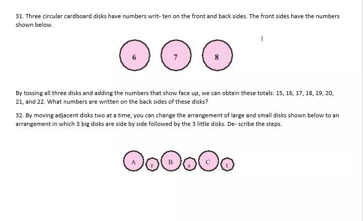 Solved 31. Three circular cardboard disks have numbers writ- | Chegg.com