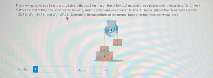 Solved The drawing shows box 1 resting on a table, with box | Chegg.com